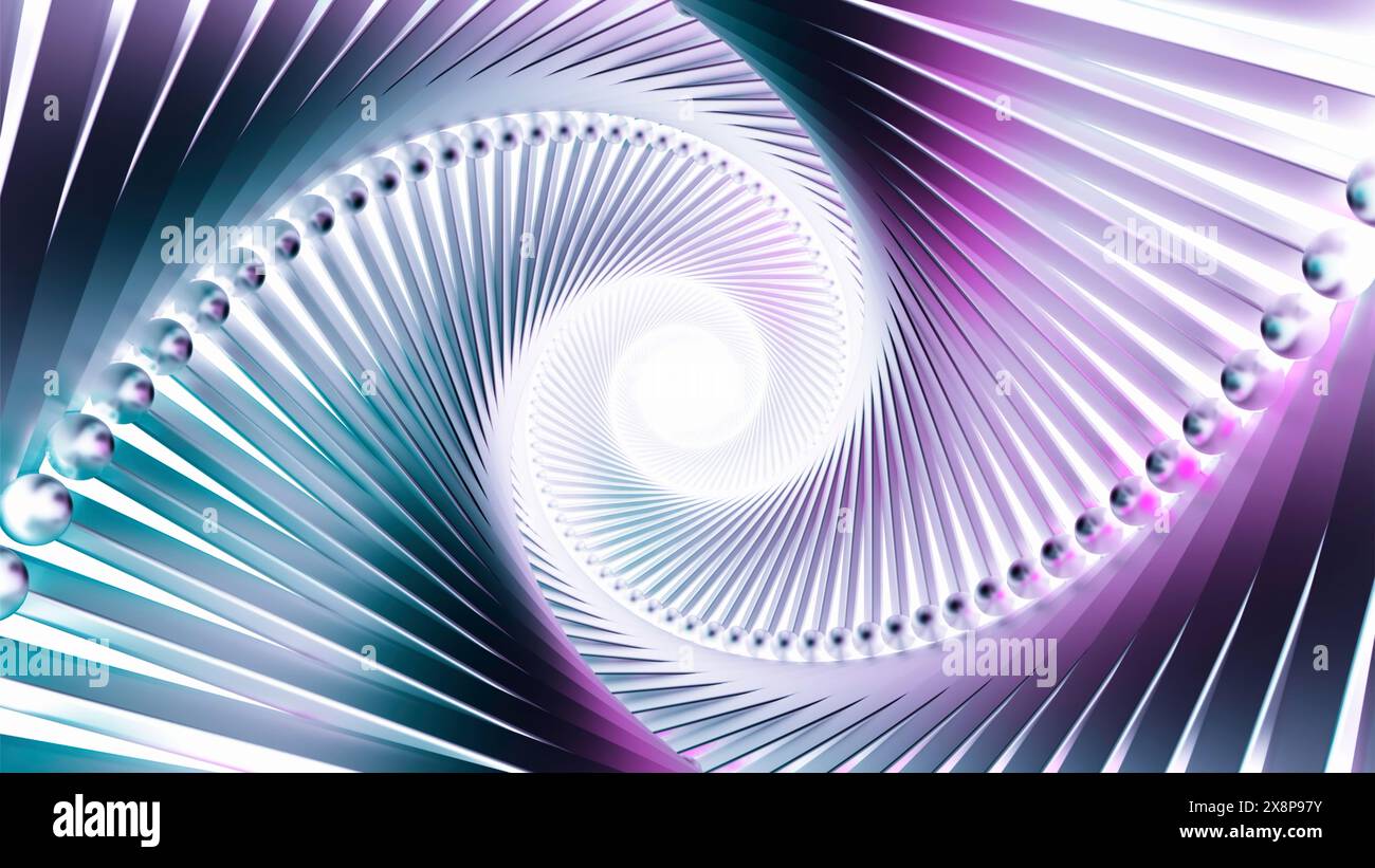 Tunnel ipnotico con strisce vorticose e punti in 3d. Movimento ...