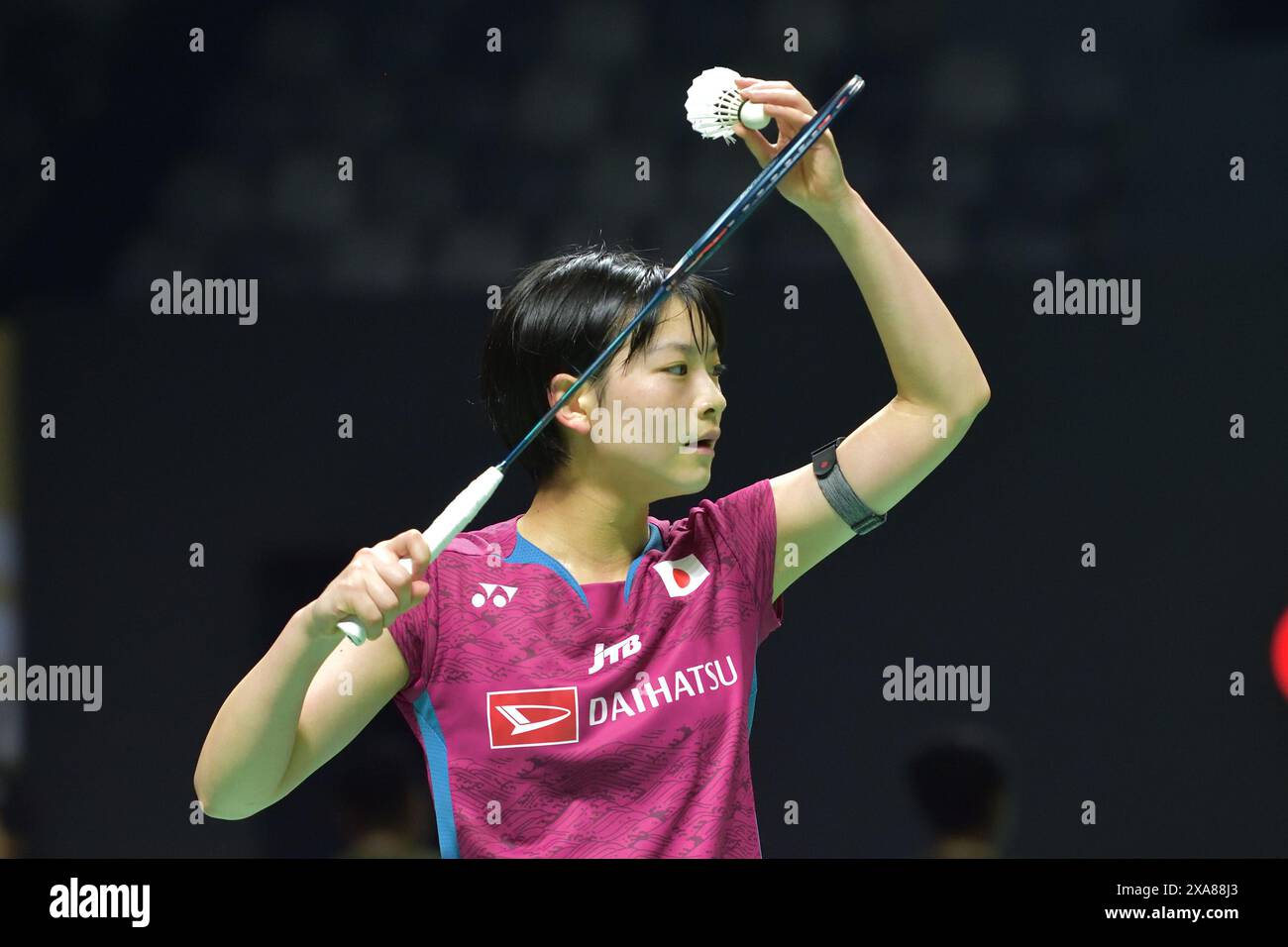 Giacarta, Indonesia. 5 giugno 2024. Miyazaki Tomoka serve durante la ...