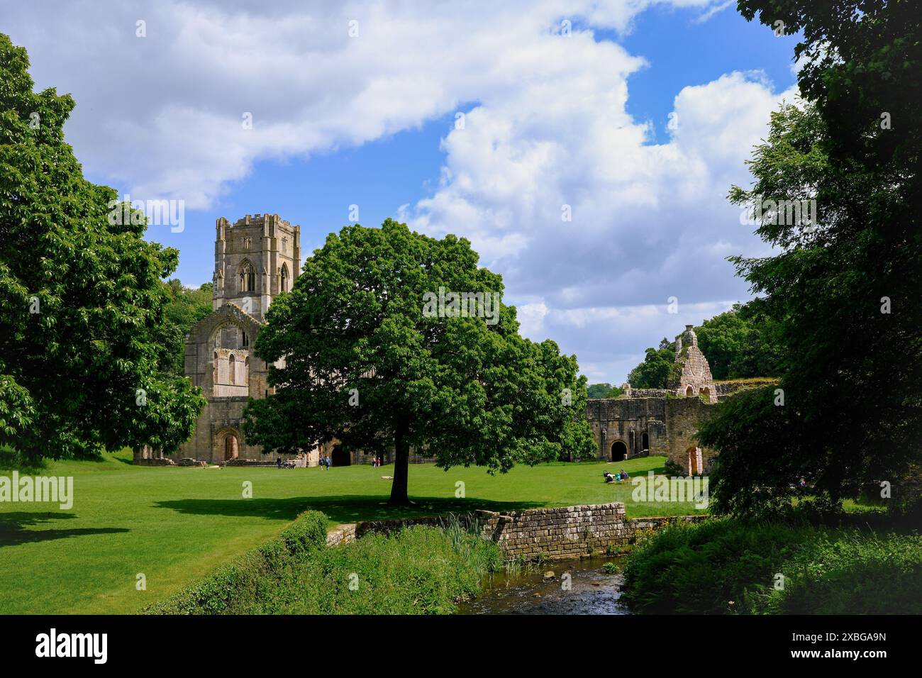 Fountains Abbey, Ripon, North Yorkshire, Inghilterra, Regno Unito. Le ...