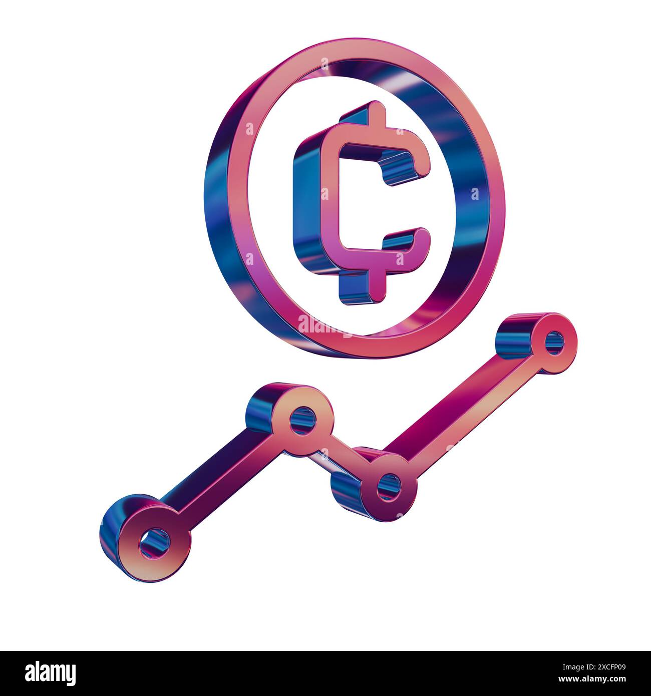 Icona retro neon 3D - simbolo della moneta del circuito di criptovaluta ...