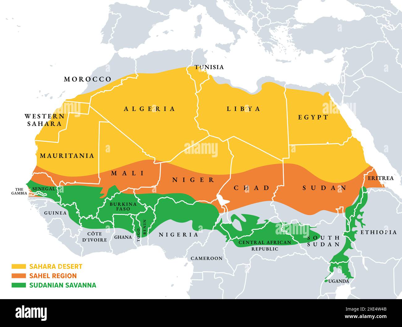 Mappa Fisica Del Deserto Del Sahara Mappa Africa Sahara Immagini E