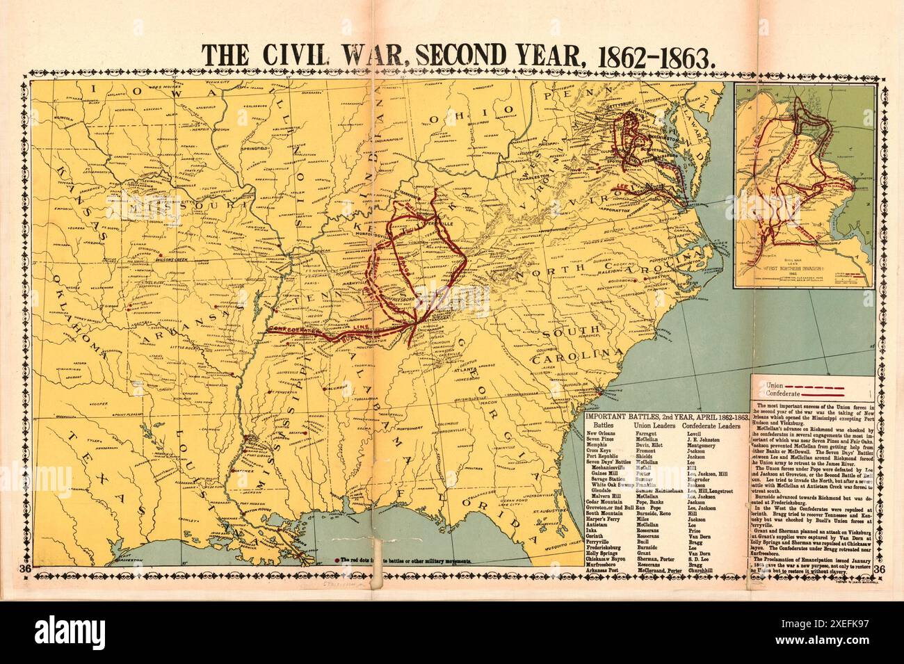 Mappa Delle Battaglie Della Guerra Civile Americana