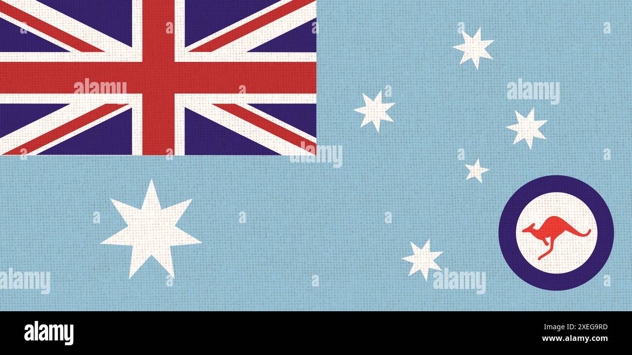 Royal Australian Air Force Ensign Flag on Fabric texture. Simbolo ...