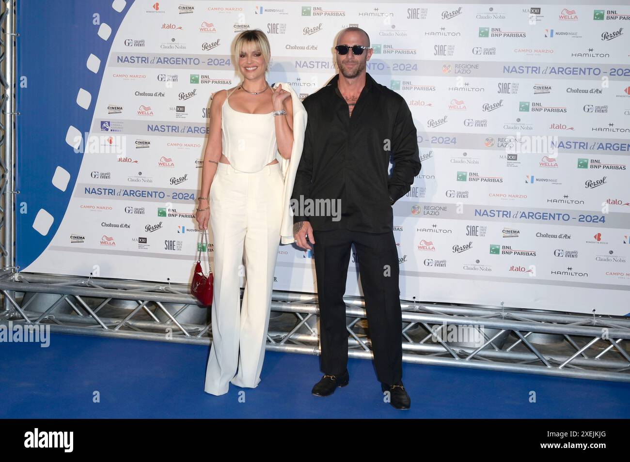 Micaela Ramazzotti e Claudio Pallitto bei der Verleihung der nastri d ...