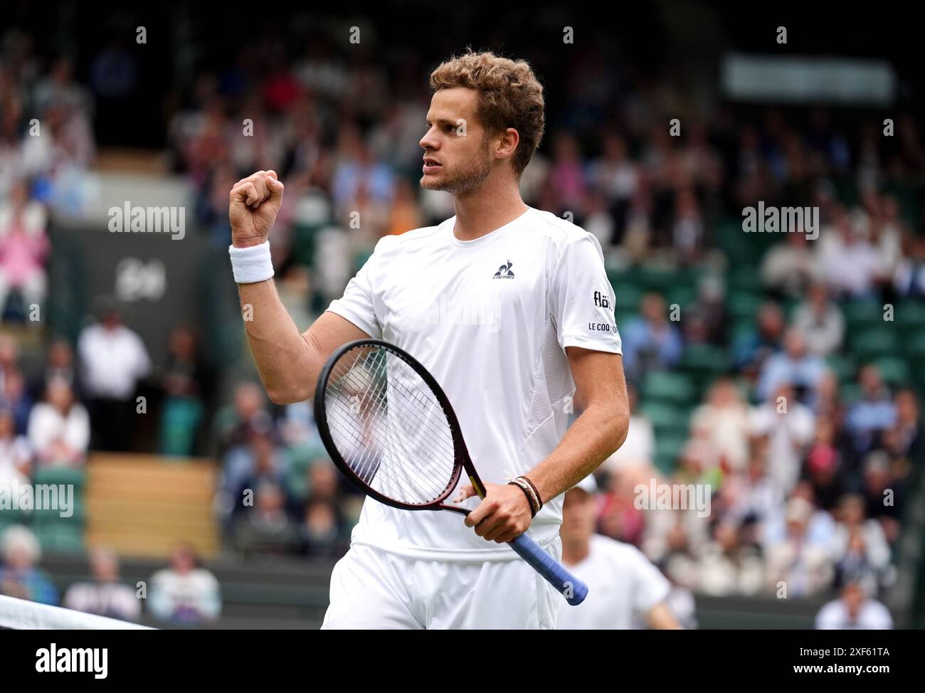 Yannick Hanfmann reagisce durante la sua partita contro Jannik Sinner ...