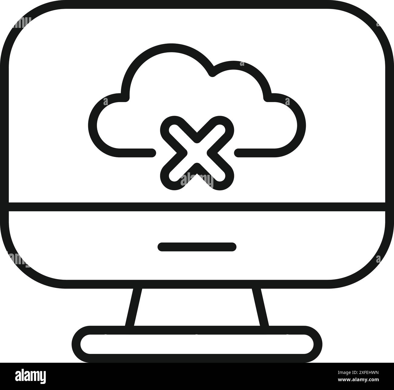 Il computer mostra un'icona di errore del cloud computing, che indica ...