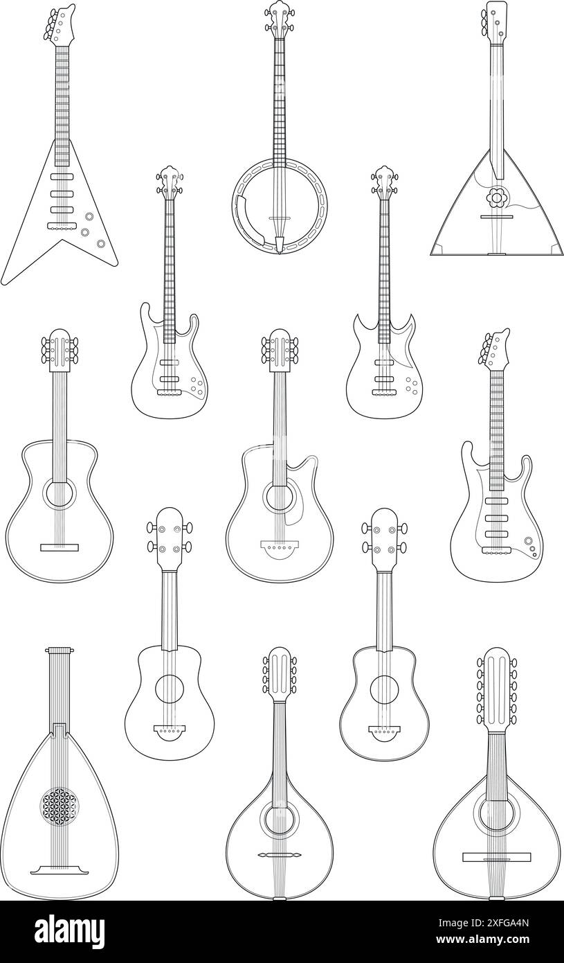 Strumenti a corda da colorare Immagini Vettoriali Stock - Alamy