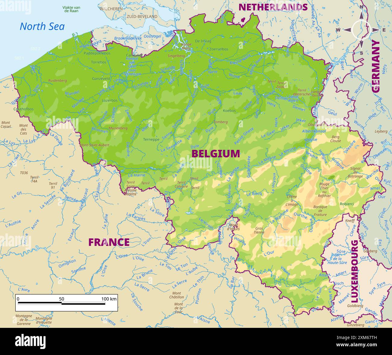 Mappa fisica del belgio immagini e fotografie stock ad alta risoluzione ...
