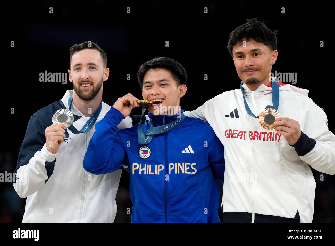 From left to right, silver medalist Artem Dolgopyat, of Israel, gold ...
