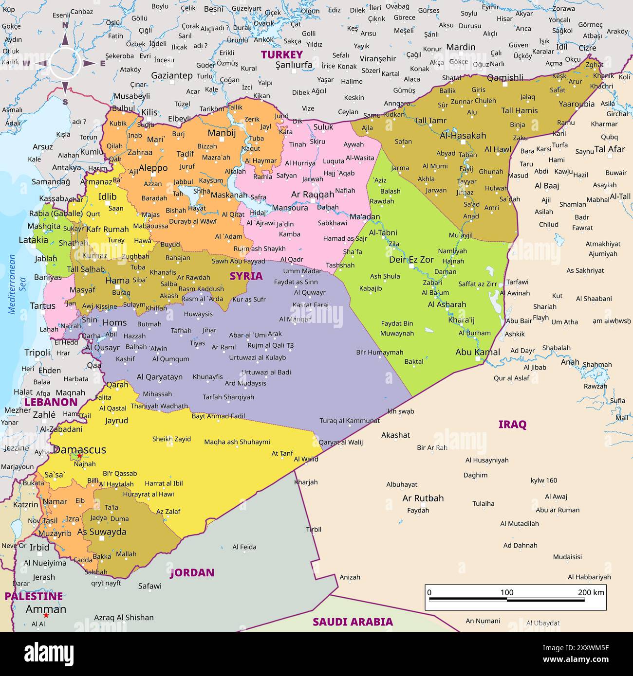 Syria political map political map immagini e fotografie stock ad alta ...
