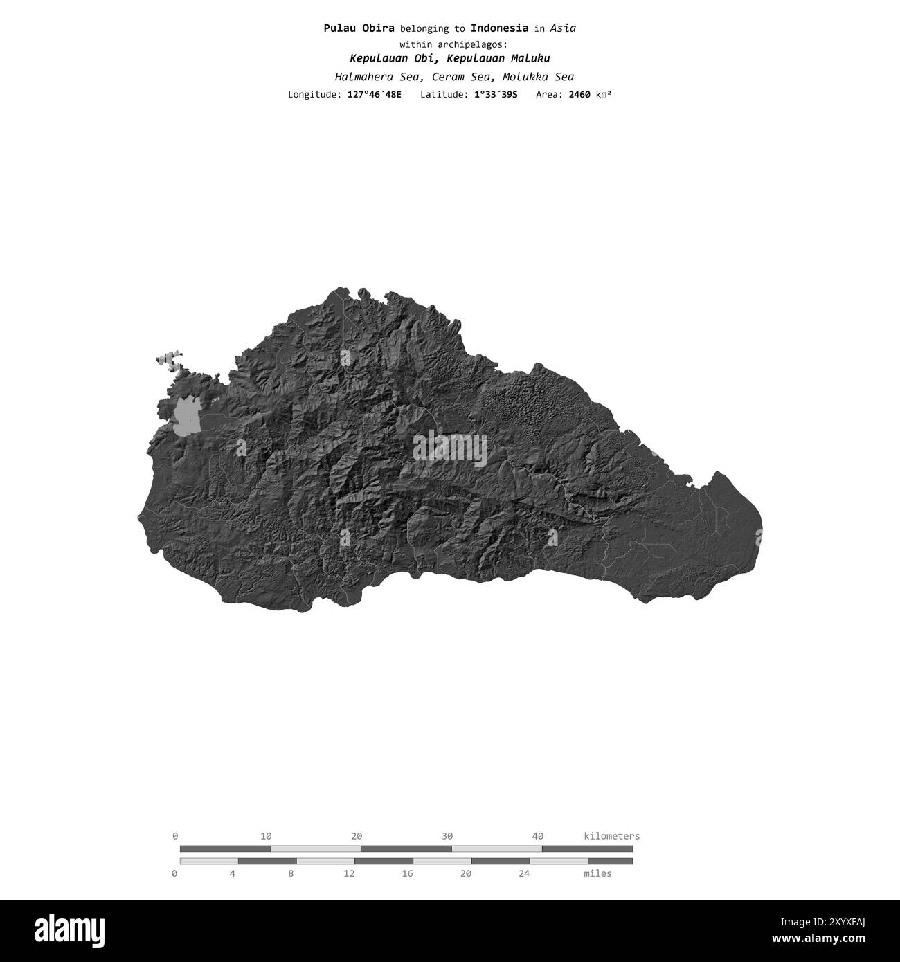 Pulau Obira nel Mare di Ceram, appartenente all'Indonesia, isolato su ...