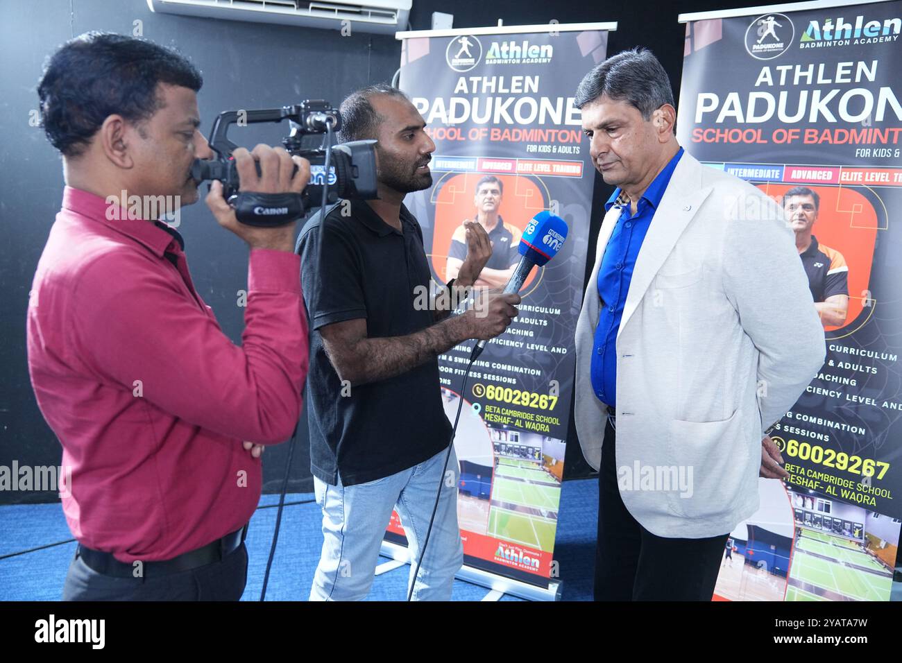 La leggenda indiana del badminton Prakash Padukone in Qatar durante la ...