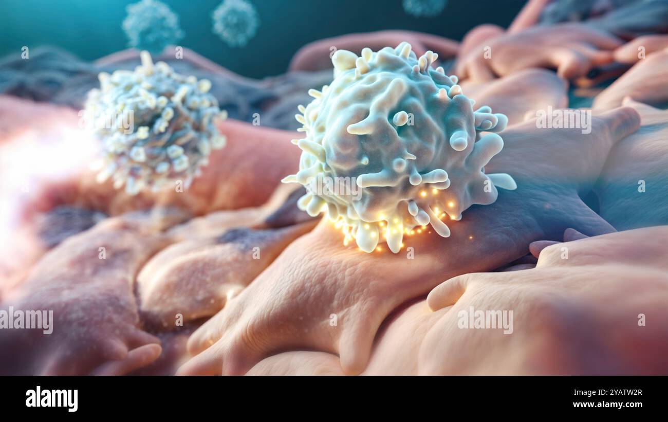 Illustrazione delle cellule T citotossiche che attaccano le cellule ...