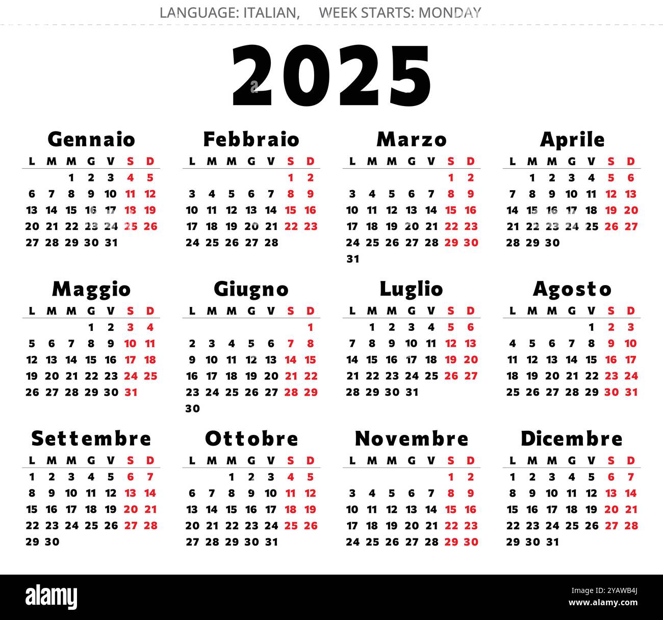 Calendario 12 Mesi