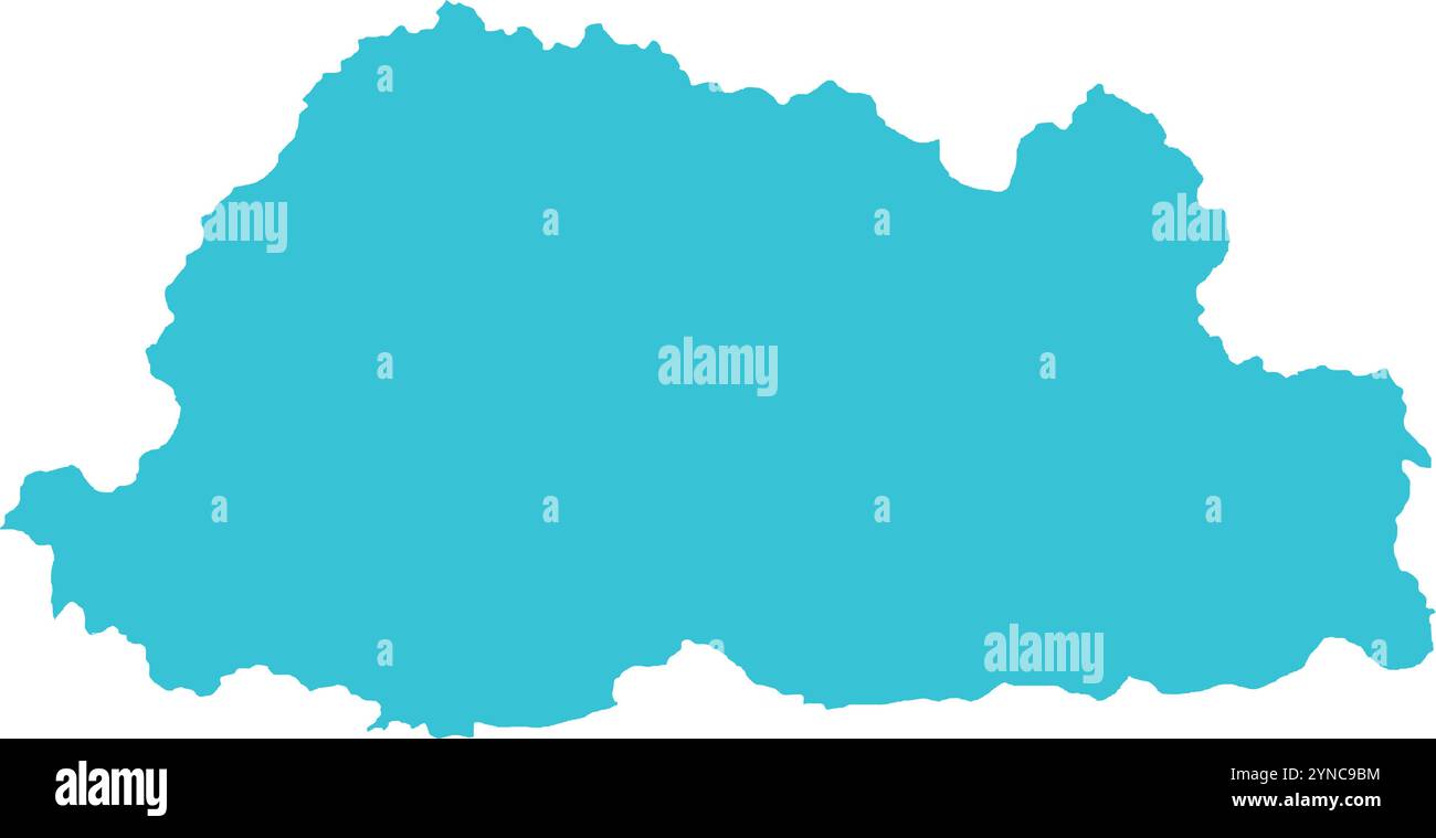 MAPPA del Bhutan in blu, Mappa del Paese, Bhutan, Mappa del confine ...