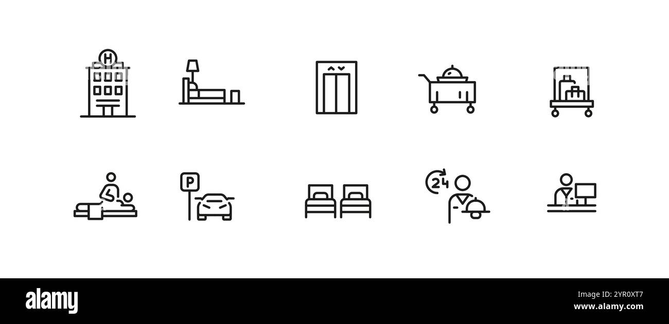 Hotel room services icons set immagini e fotografie stock ad alta ...