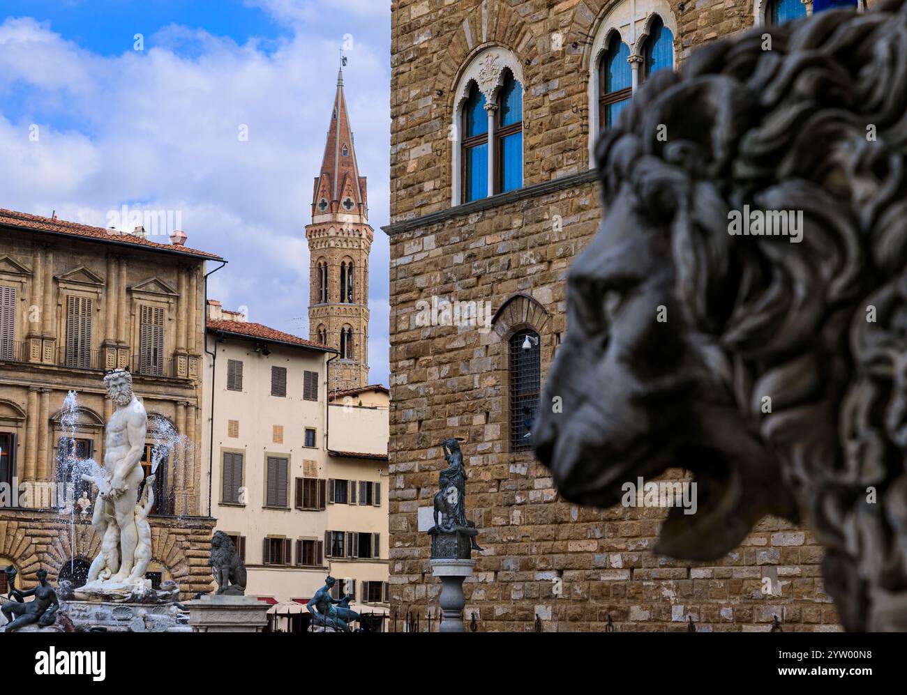 Italia vista di piazza della signoria con palazzo vecchio immagini e ...