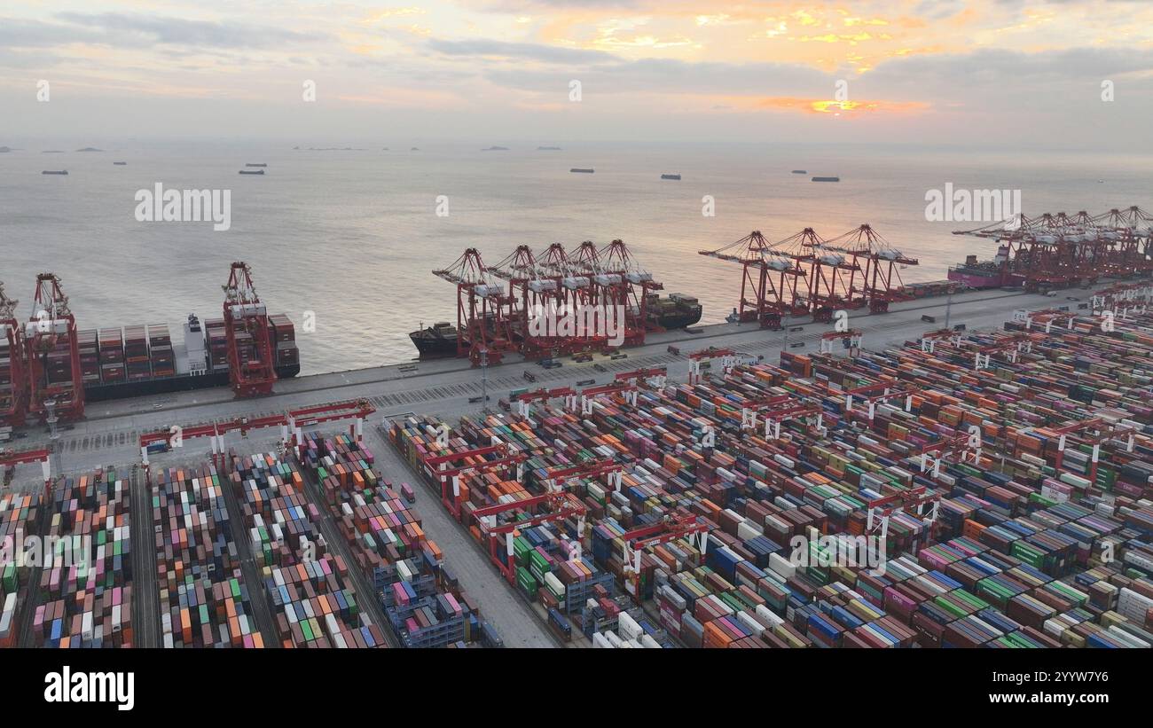 An aerial view of Yangshan Port Terminal Four in Shanghai, China Sunday ...