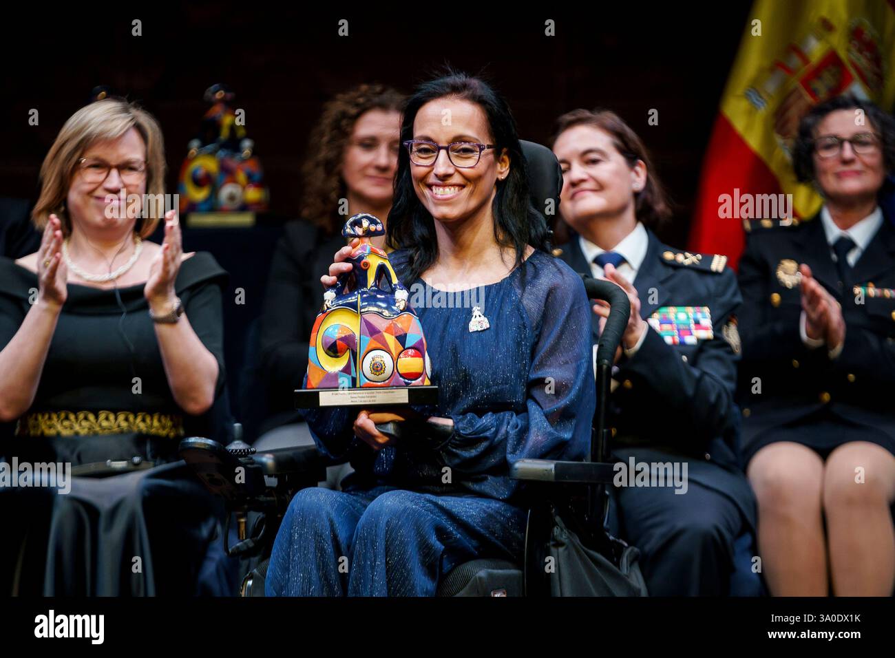 Spain's top Paralympic medalist, Teresa Perales, receives an award ...