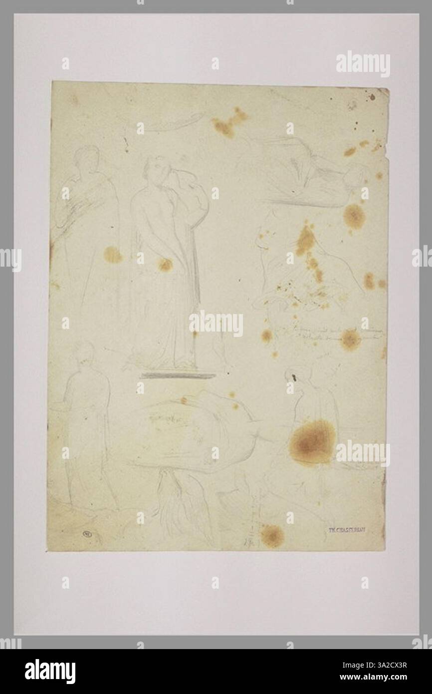 Questa serie di studi di Théodore Chassériau raffigura sette figure ...