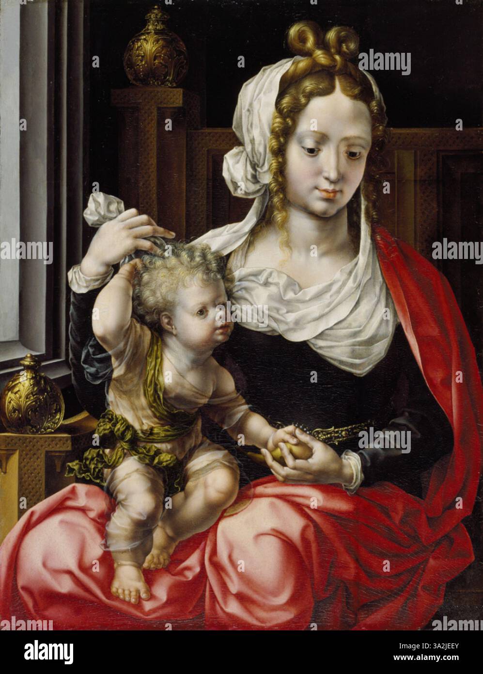 La Vergine con bambino di Jan Gossaert, dipinta tra il 1525 e il 1530, dimostra l'uso raffinato ...