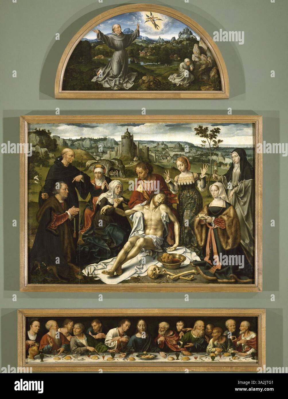 "Retable de la Déploration du Christ" di Joos van Cleve, creato tra il 1520 e il 1525, illustra ...