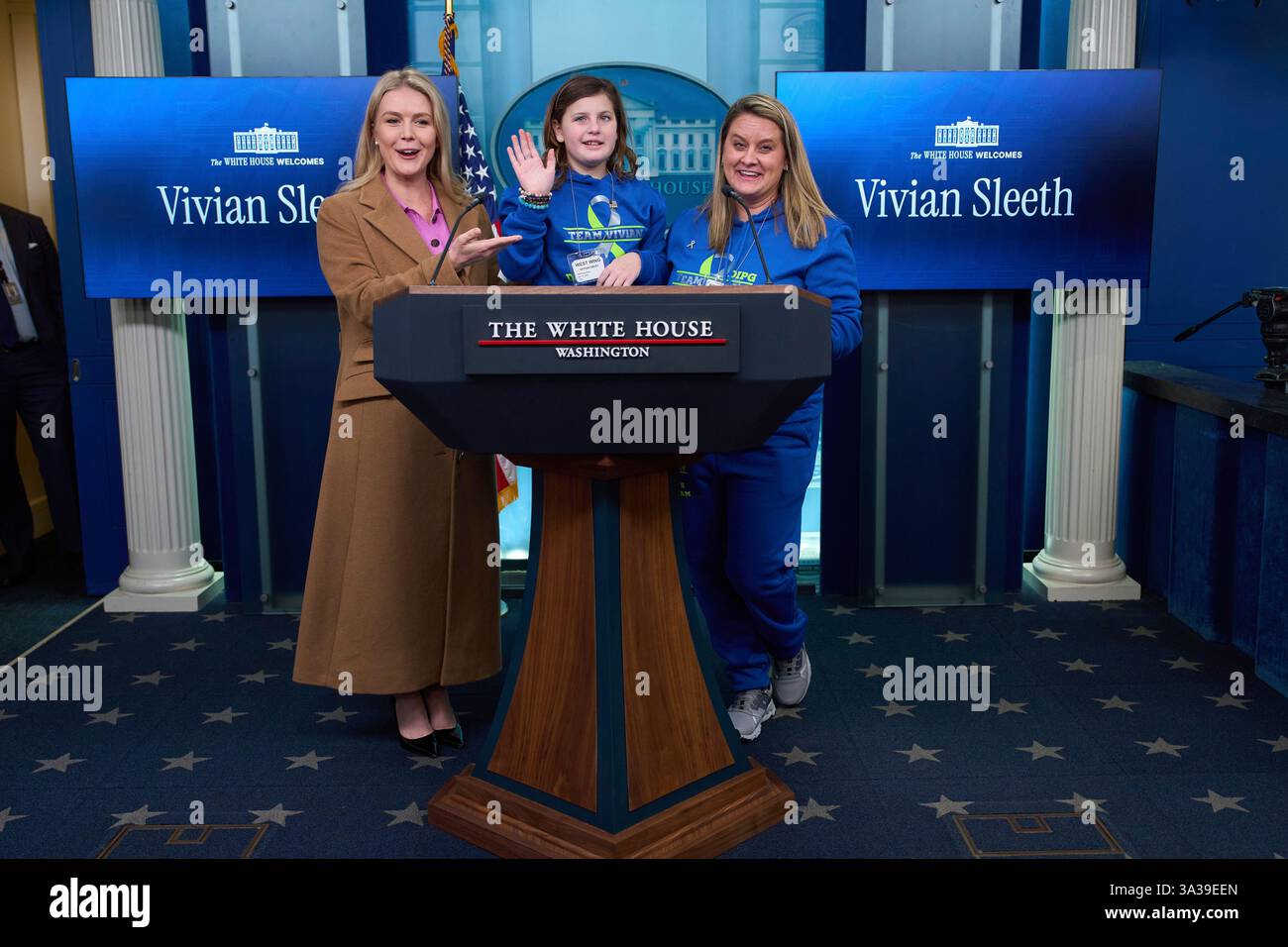 White House press secretary Karoline Leavitt welcomes Vivian Sleeth, a ...