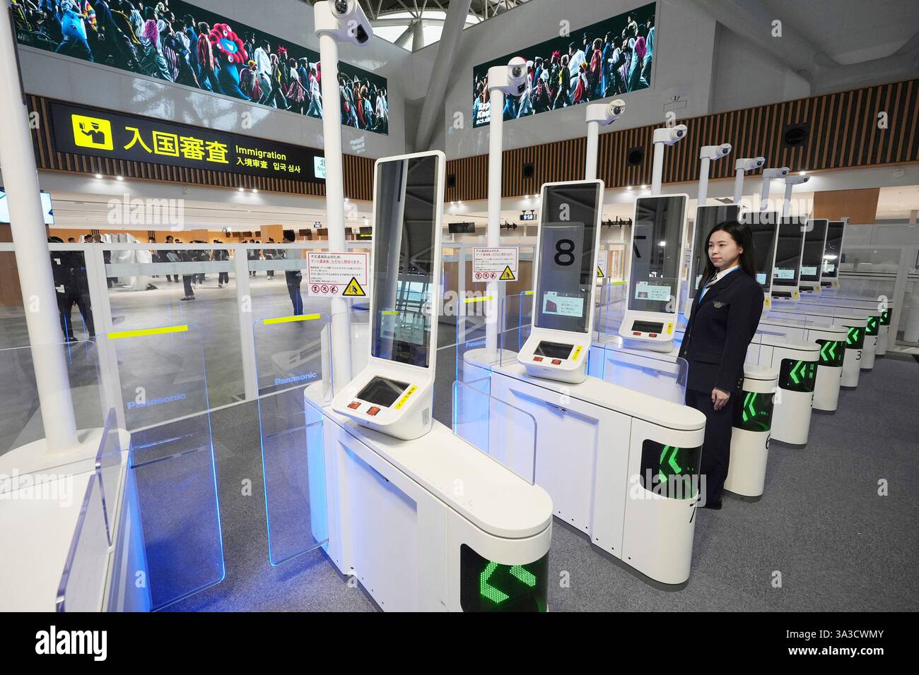 A newly renovated immigration area at Terminal 1 of Kansai Airport was ...
