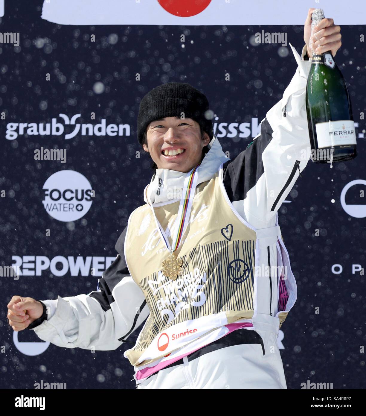 Ikuma Horishima of Japan celebrates during an award ceremony of men's ...