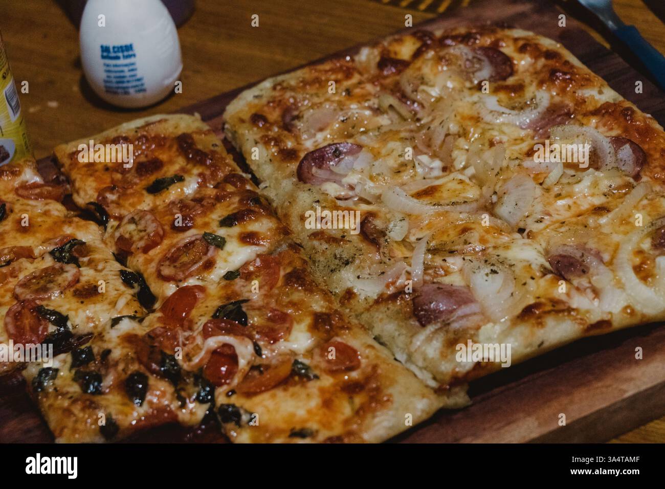 Different pizza types on the menu immagini e fotografie stock ad alta ...