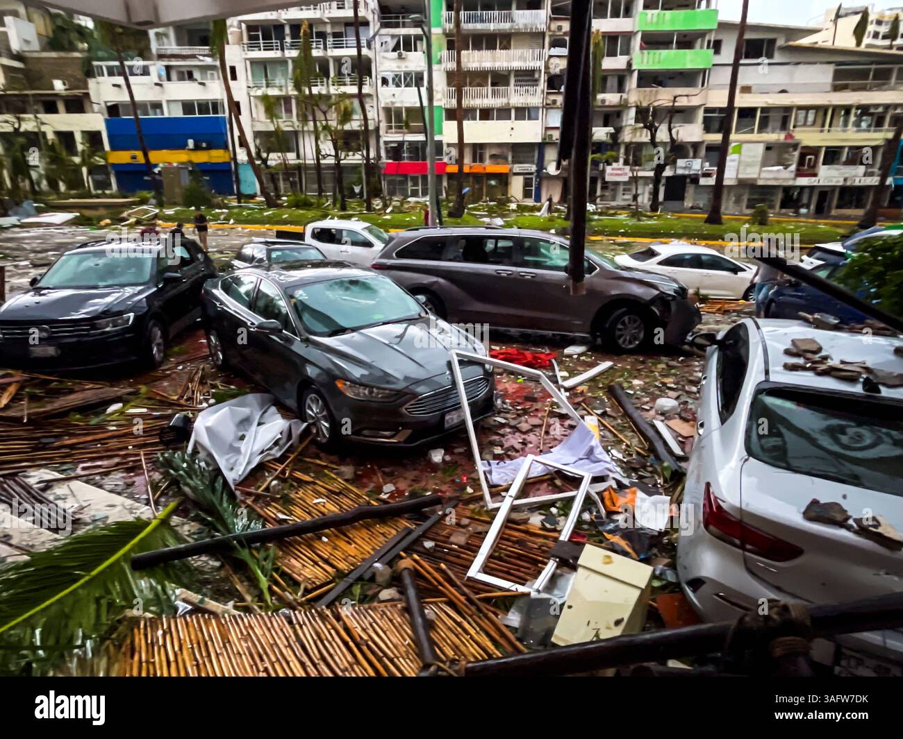 Destruction of city and buildings by Hurricane Otis, a Category 5 ...
