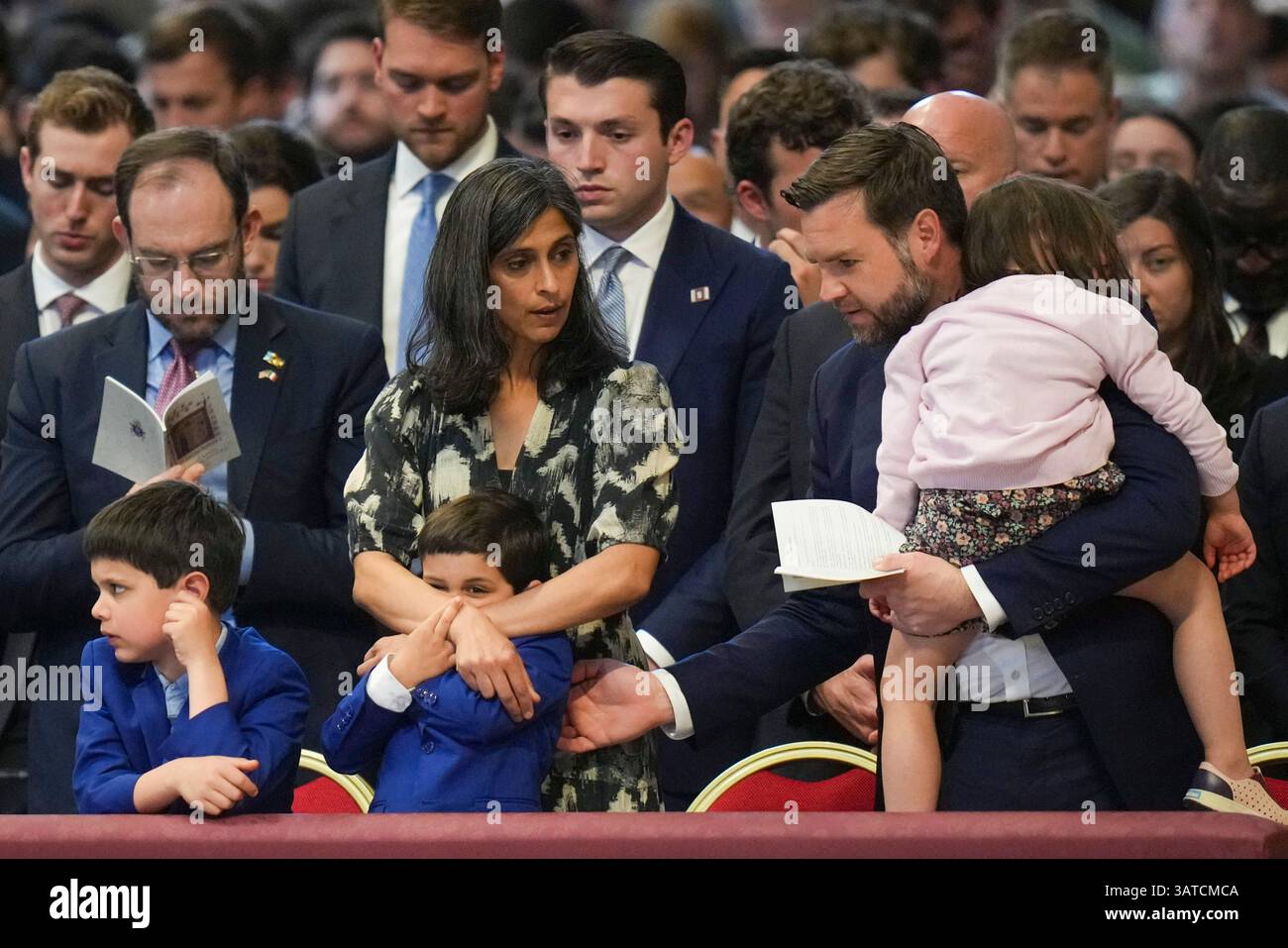 U.S. Vice President JD Vance, and his wife Usha Vance, with their ...