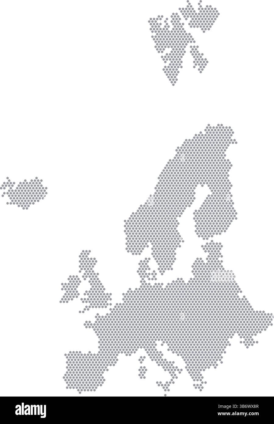 Mappa stilizzata del continente Europa costituita da esagoni. Una mappa ...