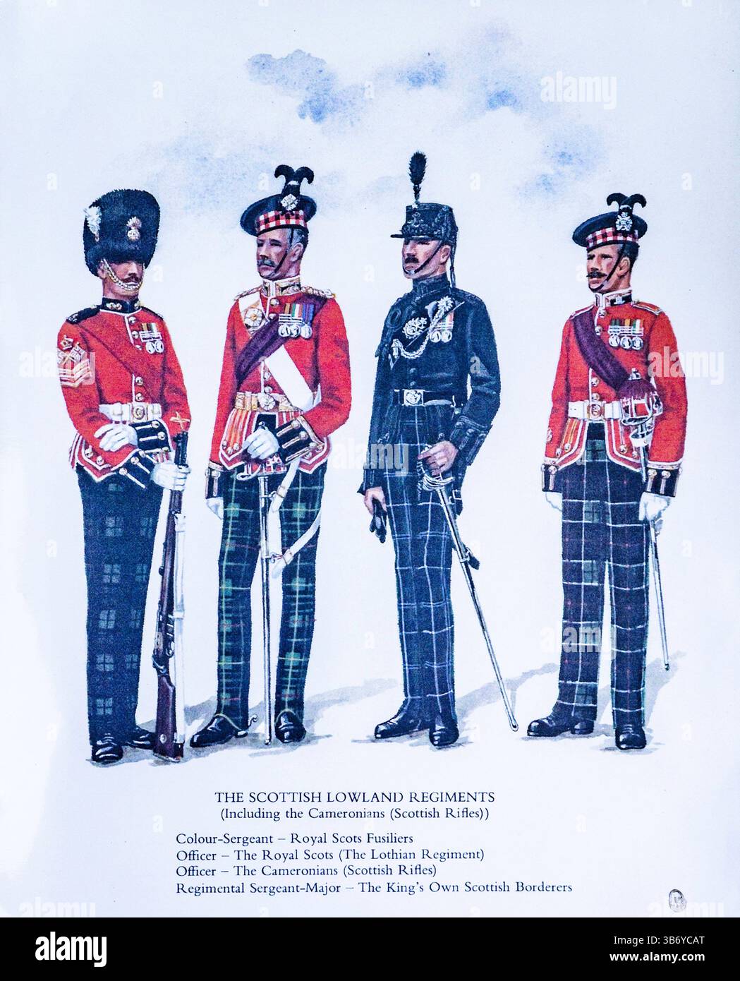 Illustrazione delle uniformi dei reggimenti scozzesi delle Lowland ...