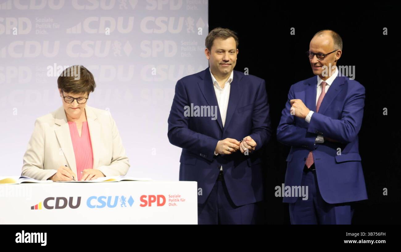 CDU SPD Koalitionsvertrag 05.05.2025, Germania, Berlino, EUREF Campus ...