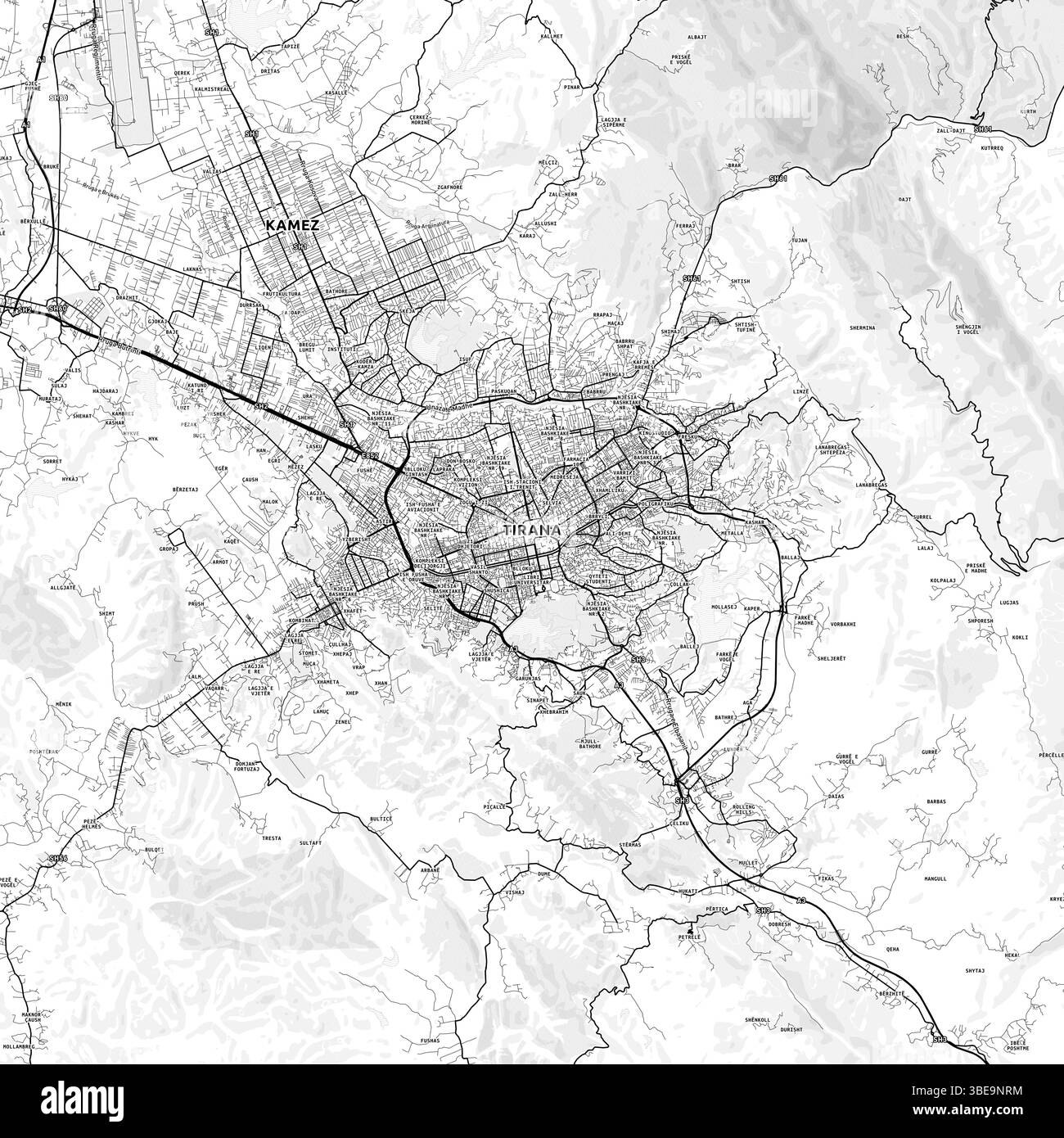 Mappa di tirana Foto e Immagini Stock in Bianco e Nero - Alamy