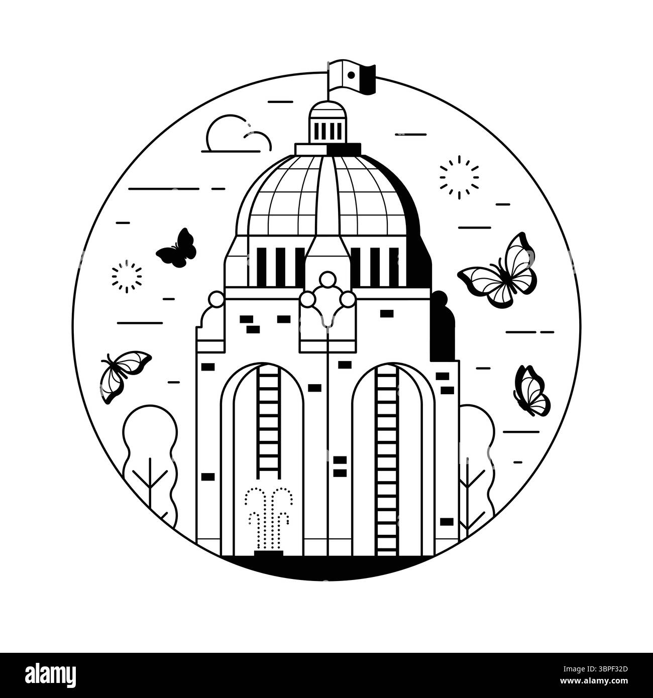 Logo del monumento storico Foto e Immagini Stock in Bianco e Nero - Alamy