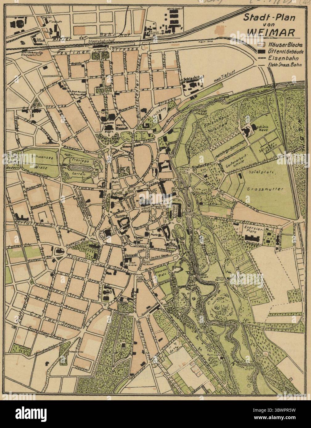 Weimar Stadtplan, Weimar Map, Map of Weimar, Old Weimar Map, Weimar ...
