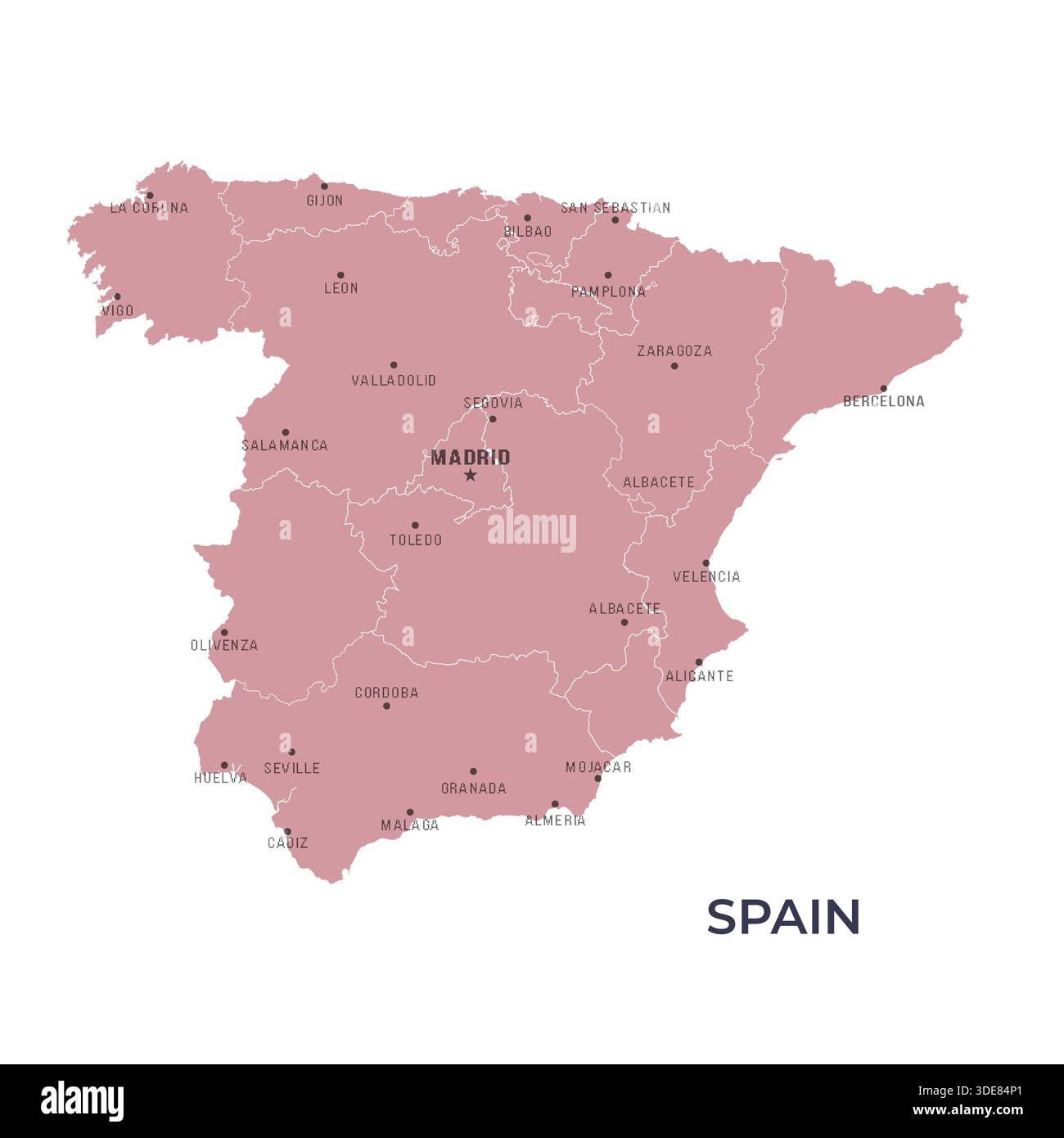 Mappa regioni spagna con bandiera immagini e fotografie stock ad alta ...