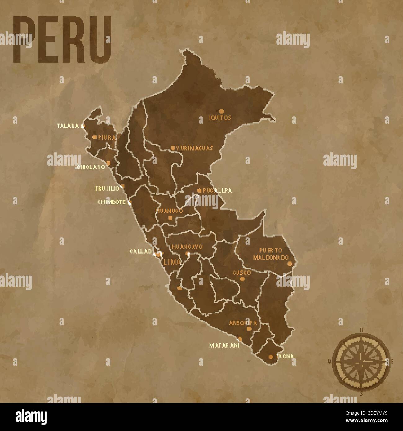Mapa de las regiones del peru Immagini Vettoriali Stock - Alamy
