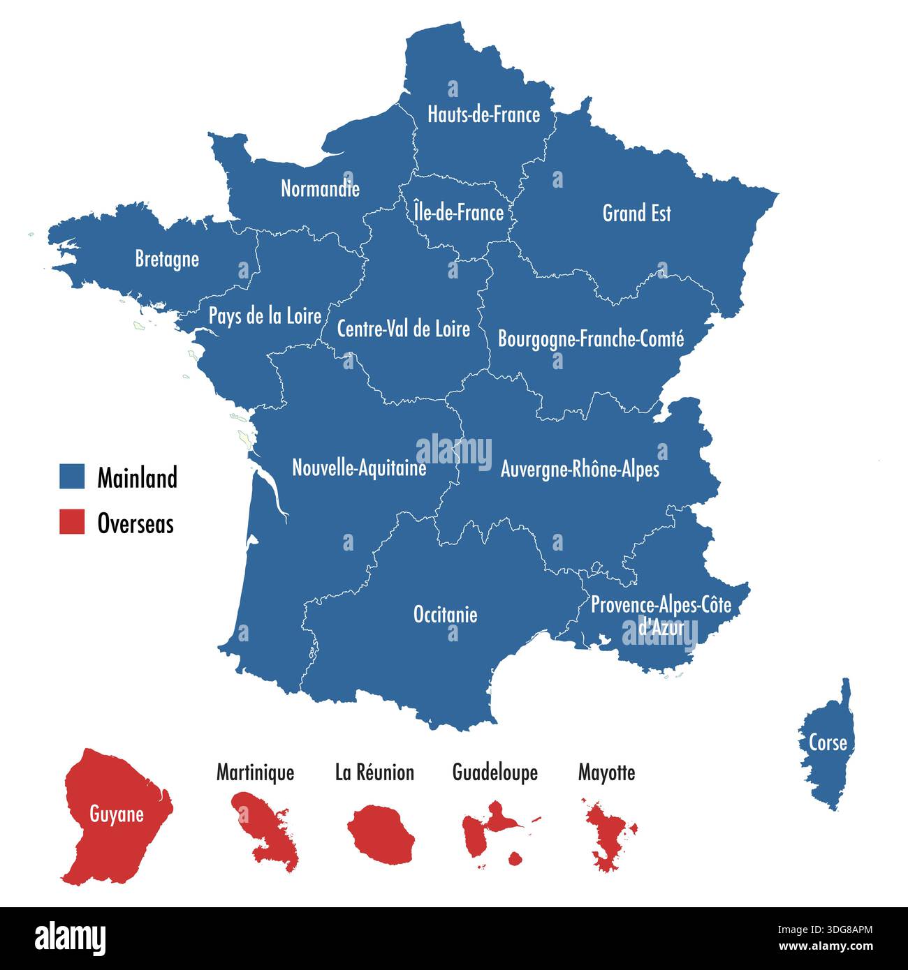 France french regions map Immagini Vettoriali Stock - Alamy