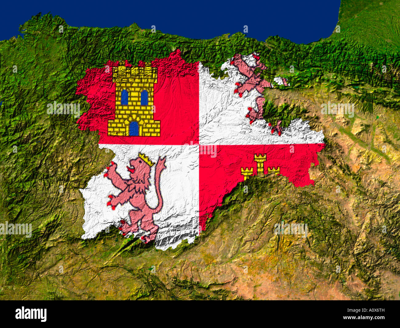 Mappa regioni spagna con bandiera immagini e fotografie stock ad alta ...