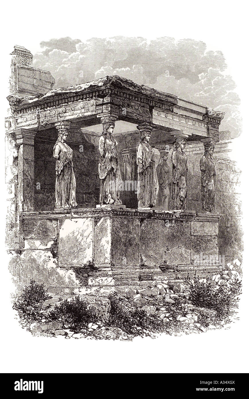Grecia Acropoli di Atene cariatidi erechtheion greco Partenone ...