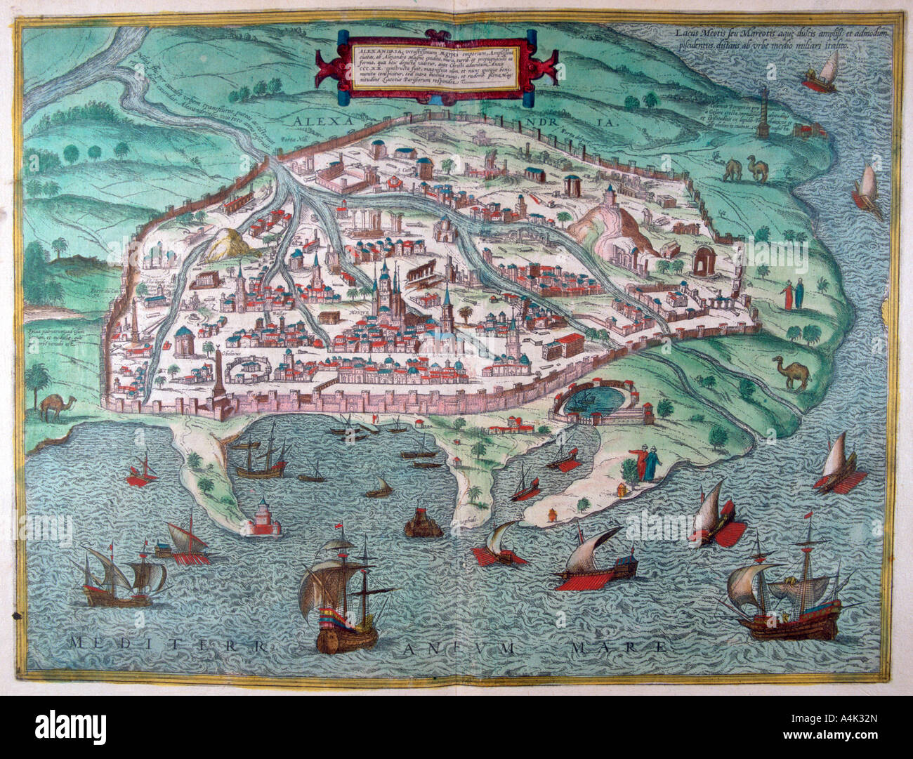 Mappa di Alessandria, Egitto, del XVII secolo. Artista: sconosciuto ...