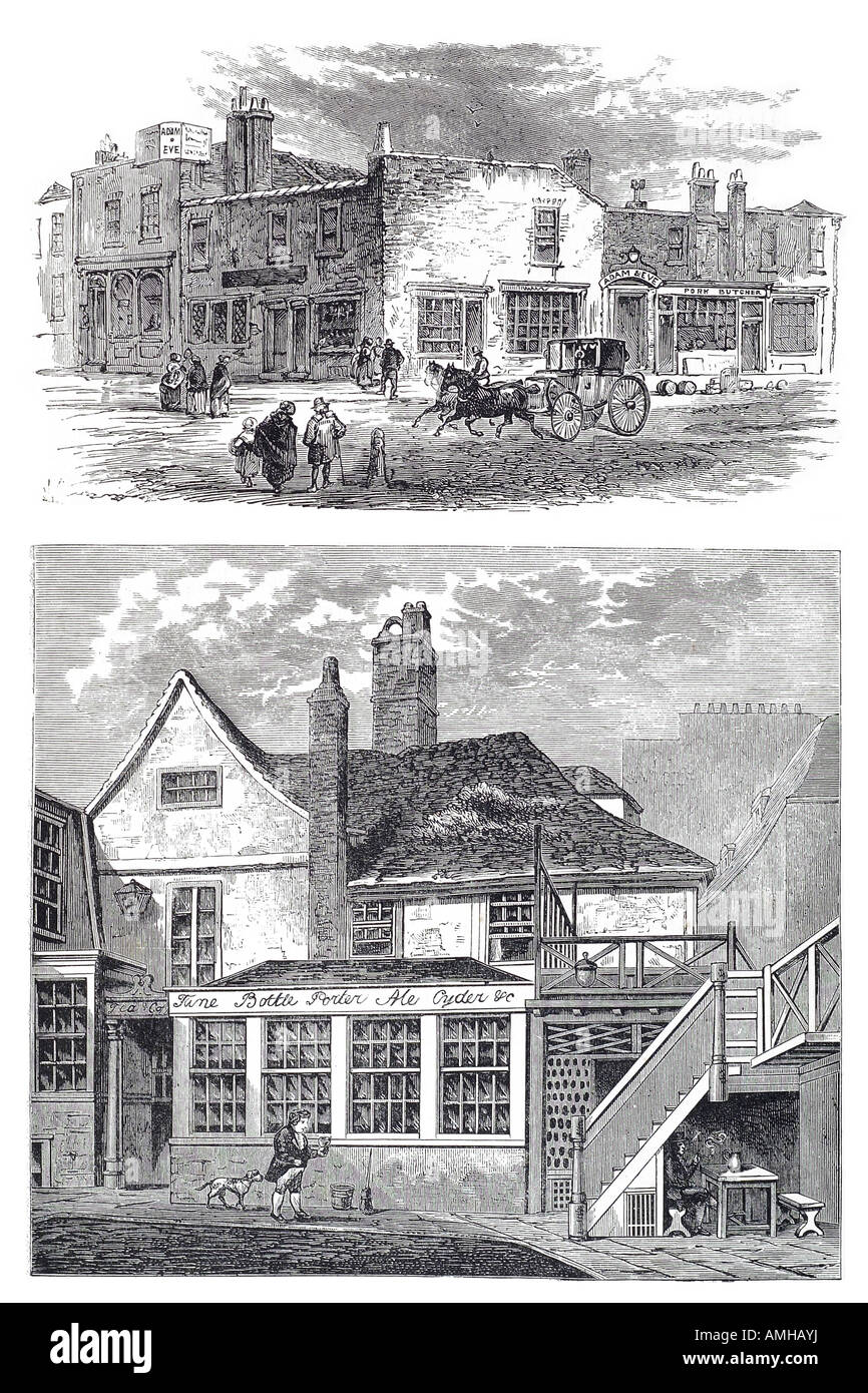 1750 adam eve taverna 1813 Manor House toten hall carrozza taxi hackney noleggio cabina pub ...