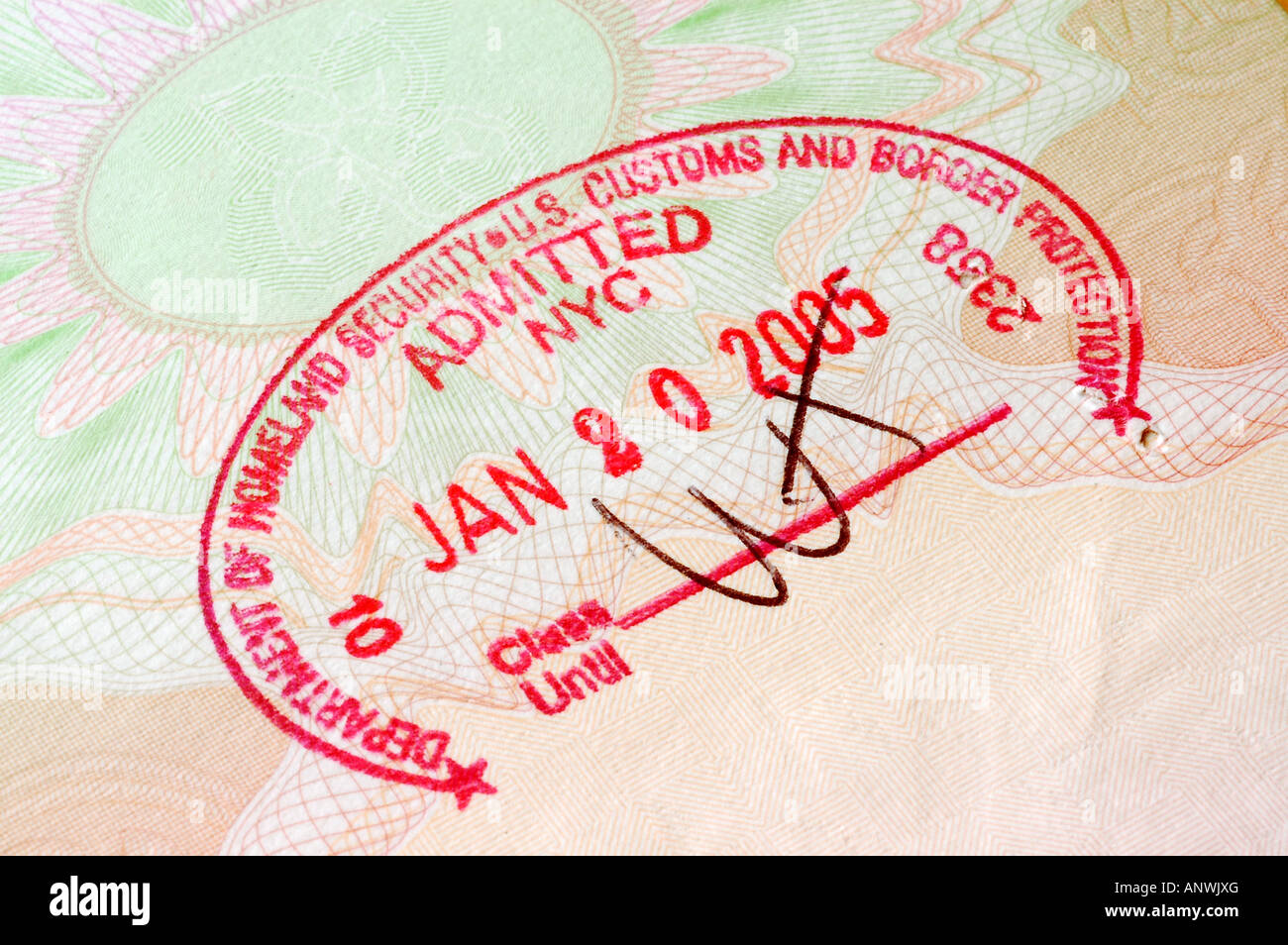 Frontiera usa timbro di entrata in Passport Foto stock - Alamy