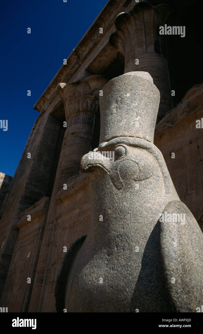 Statua di Horus in Hypostyle Hall, Tempio di Horus Edfu, Egitto Foto ...