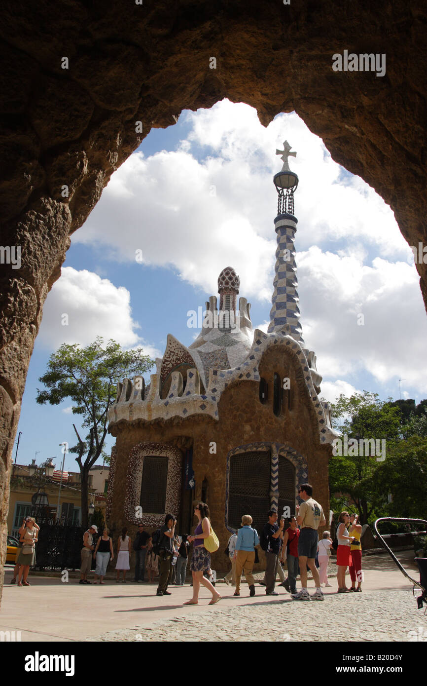 Parc Guell, opera del famoso architetto Antoni Gaudi, Barcelona, Spagna ...
