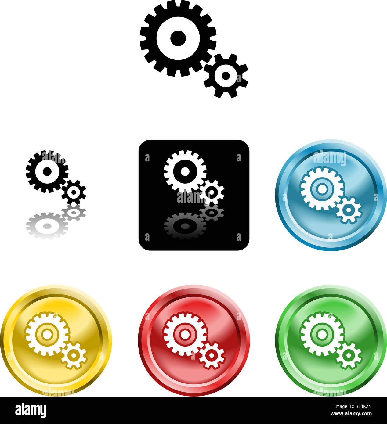 Diverse versioni di un icona simbolo di stilizzata ingranaggi cog Foto ...