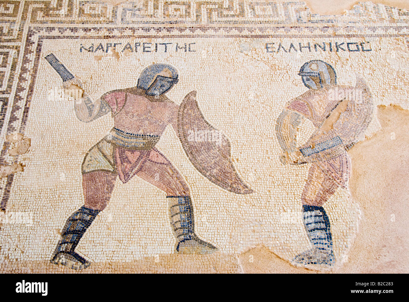 Gladiatori romani combattono mosaici immagini e fotografie stock ad ...